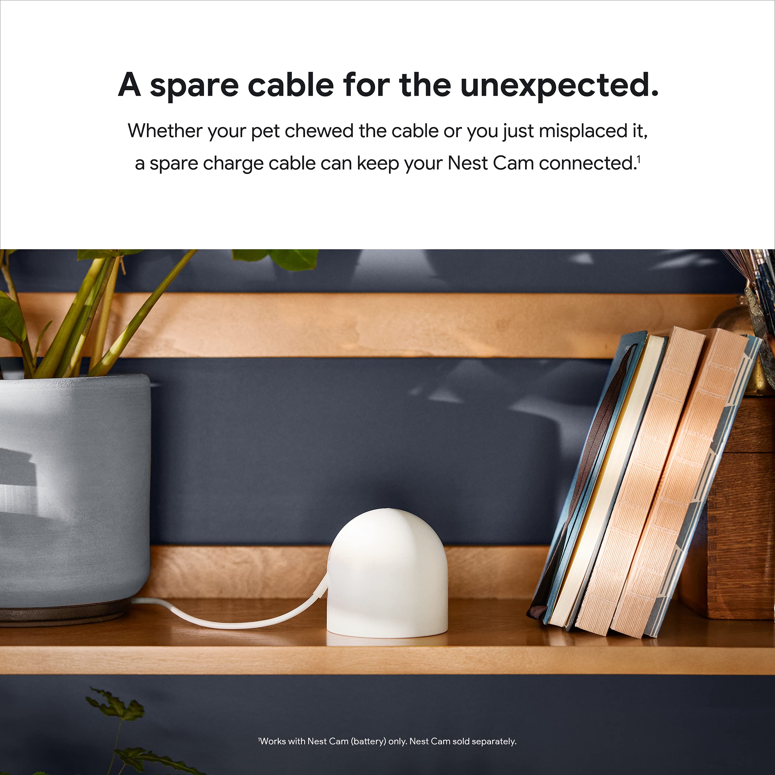 Google Nest Cam Charge Cable - Replacement Cable for Nest Cam (Battery) Only - Snow