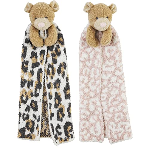 Mud Pie Children's Leopard Bear Lovey Blanket, Brown 21" x 16"