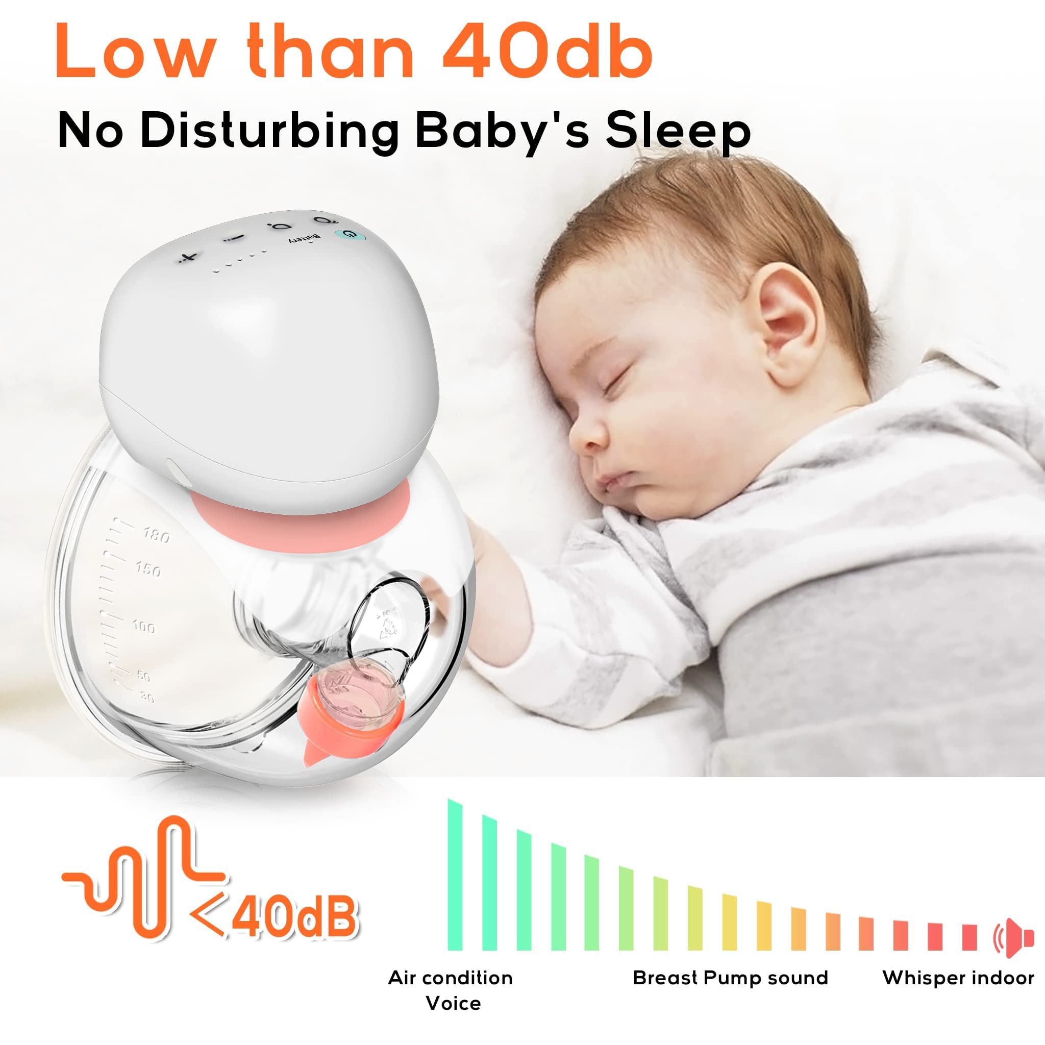 Breast Pump,Wearable Breast Pump,Electric Hands Free Breast Pump,Rechargeable Single Pumping with Massage Mode,Portable Breast Pump Breastfeeding with 5 Suction Levels,28mm 6.34 oz