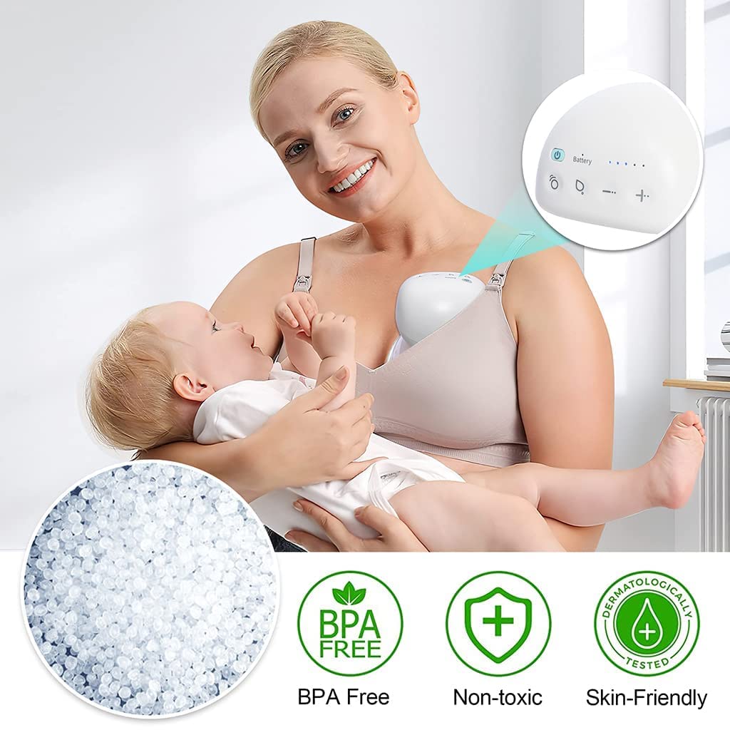 Breast Pump,Wearable Breast Pump,Electric Hands Free Breast Pump,Rechargeable Single Pumping with Massage Mode,Portable Breast Pump Breastfeeding with 5 Suction Levels,28mm 6.34 oz