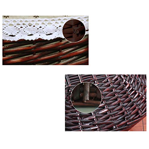 YARNOW Woven Basket Rattan Storage Bin Seagrass Wicker Basket with Fabric Liner Dedsktop Sundries Container Weaving Cutlery Organizer for Jewelry Cloth