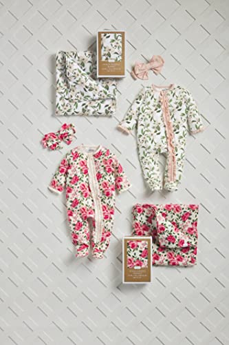 Mud Pie Baby Girls Sleeper & Headband Set, Magnolia, 3-6 Months