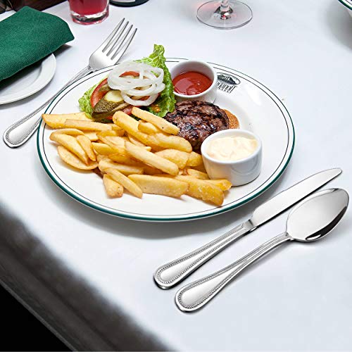LIANYU 24-Piece Silverware Set with Steak Knives for 4, Stainless Steel Flatware Cutlery Set for Kitchen Restaurant Hotel, Fancy Eating Utensils Tableware with Beaded Edge, Dishwasher Safe