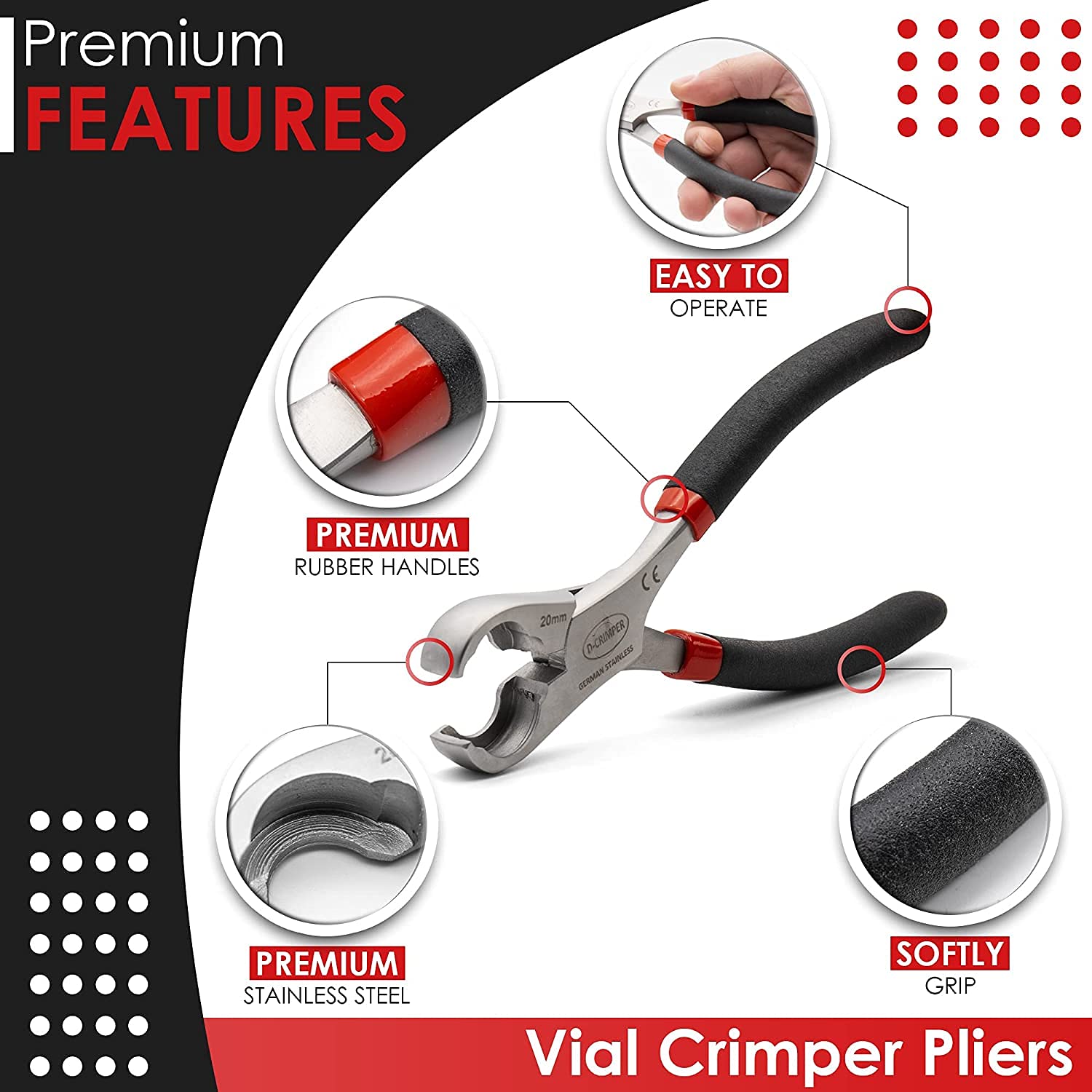 Scientific Labwares Vial Crimper Pliers - Perfect for Sealing Vials and Bottles (20mm)
