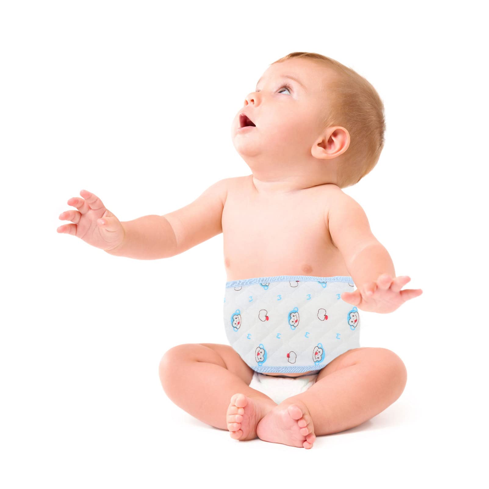 Healifty 3Pcs Baby Umbilical Hernia Belt Baby Belly Button Cord Band Infant Belly Wrap Adjustable Navel Belly Band Sky- Blue
