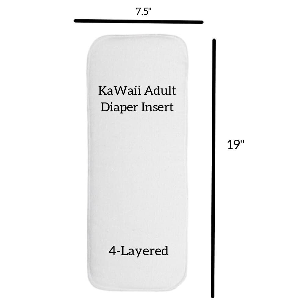 Kawaii Adult Cloth Diaper, Large Adult Nappy with 1 Super Absorbent Diaper Insert, Adjustable Reusable for Incontinence Leakproof Protective Underwear - Blue