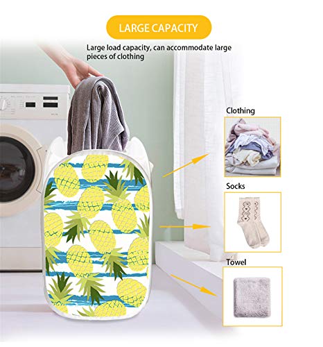 Frestree Pop Up Laundry Hamper for Bedroom Livingroom Bathroom Kids Adults Clothes Big Storage Basket Ocean Octopus Print Foldable Home Decor
