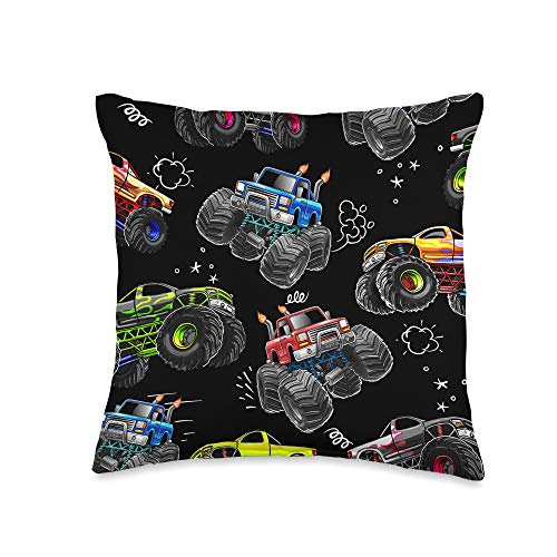 Awesome Monster Truck Throw Pillows Awesome Room Decor for Boys Monster Truck Gift Throw Pillow, 16x16, Multicolor