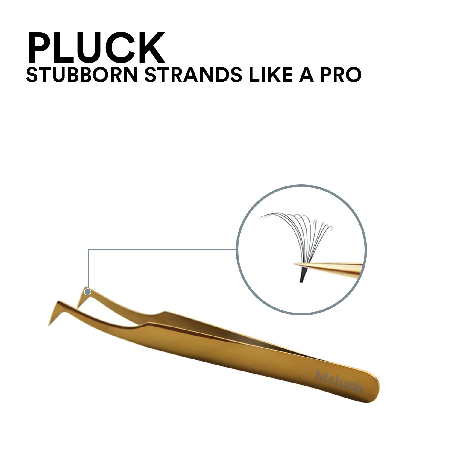 Volume Lashes Tweezers for Eyelash Extensions with High Precision Stainless Steel Gold Eyelash Extension Tweezers Mega L Curved Angled Tip Lash Extension Tweezers with Synthetic Leather Pouch