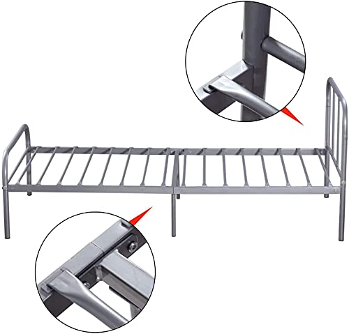 Voilamart Twin Bed with Storage,Twin Metal Bed Frame with Headboard and Footboard, Silver Grey Metal Platform Bed Frame No Box Spring Needed,Twin Bed Frames for Kids