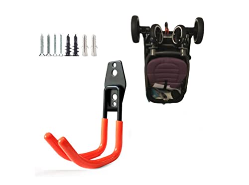 zoele Wall Mount Baby Stroller Hanger, Baby Stroller Rack Holder, Baby Stroller Wall Hook, Garage Power Tool Hanger Wall Hook, Steel Garage Tool Storage Organizer Utility Hooks (Orange)