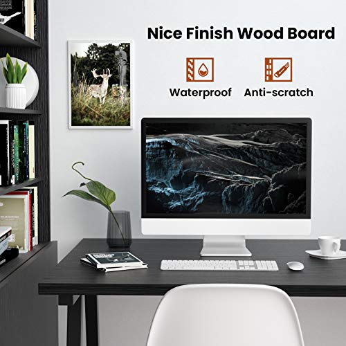 Foxemart Trestle Computer Desk 47 Inch Study Writing Home Office Desk with Storage Shelves, 2-Tier 47β Modern Sturdy PC Laptop Gaming Desk, Multifunctional Wooden Work Table, Black