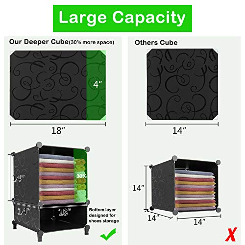 VINGLI Cube Storage Organizer, Plastic Closet Cabinet, DIY Plastic Modular Book Shelf Unit, Cube Shelves with Doors and Hanging Rods, White 30 Cubes