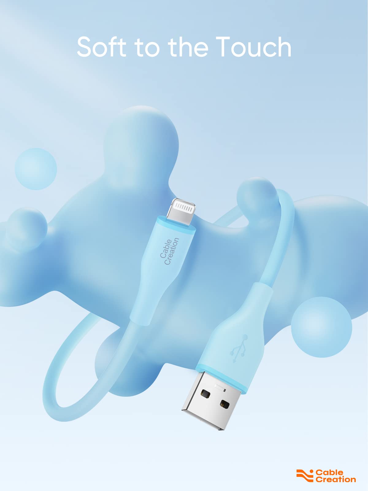 CableCreation Phone Charging Cord 6FT/1.8m, USB to Lightning Cable, USB Liquid Silicone Cord [MFi Certified] for iPhone 14/14 Pro/13/13 Pro/ 12 Pro Max/ 12/11 /X/XS/XR/ 8 Plus/AirPods Pro, Blue