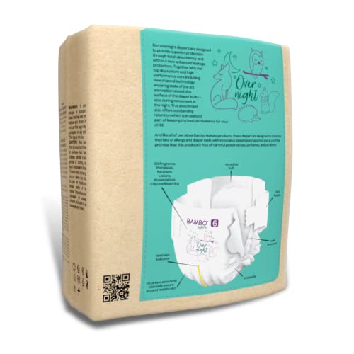Bambo Nature Overnight Baby Diapers (Sizes 3 TO 6), Size 6, 80 Count