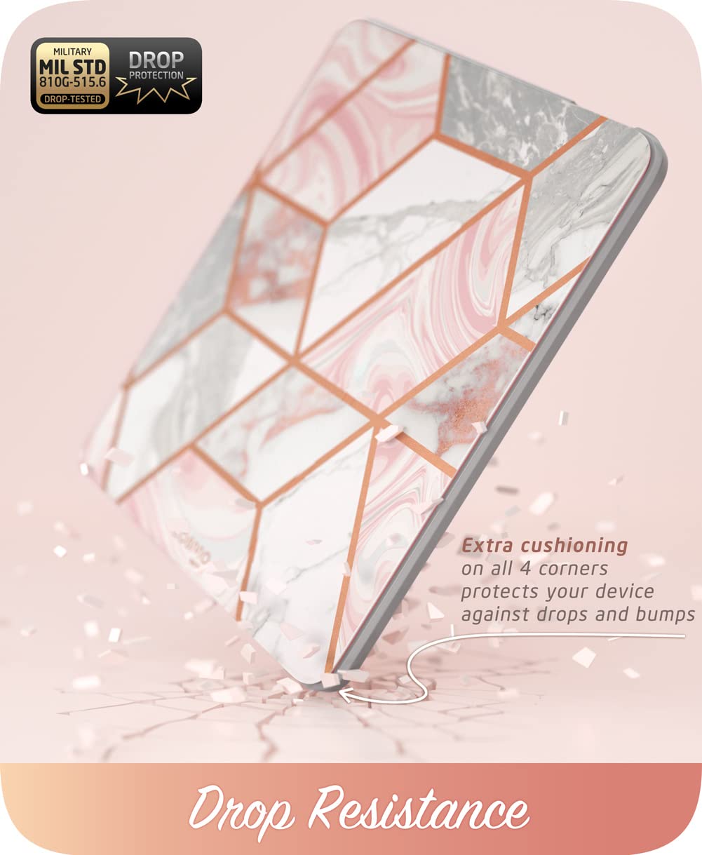 i-Blason for iPad Mini 7 Case (A17 Pro 2024), iPad Mini 6 Case (2021) 8.3 inch, Full-Body Trifold with Built-in Screen Protector Smart Cover with Auto Sleep/Wake & Pencil Holder, Cosmo Series(Marble)