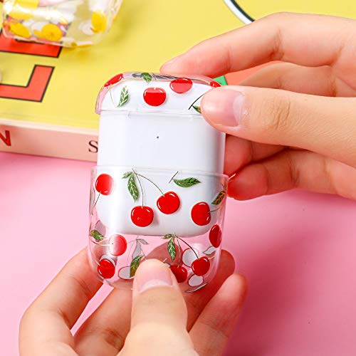 AKABEILA Airpods Case Cover,Compatible with Apple Airpods 2 Case Cute Patterns Hard PC Custom Designer Airpods Case Clear Shockproof [Front LED Visible ] Anti-Fall Full Protector, Cherry