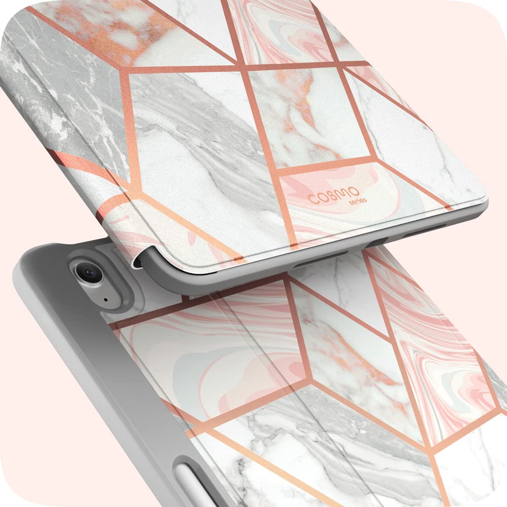 i-Blason for iPad Mini 7 Case (A17 Pro 2024), iPad Mini 6 Case (2021) 8.3 inch, Full-Body Trifold with Built-in Screen Protector Smart Cover with Auto Sleep/Wake & Pencil Holder, Cosmo Series(Marble)