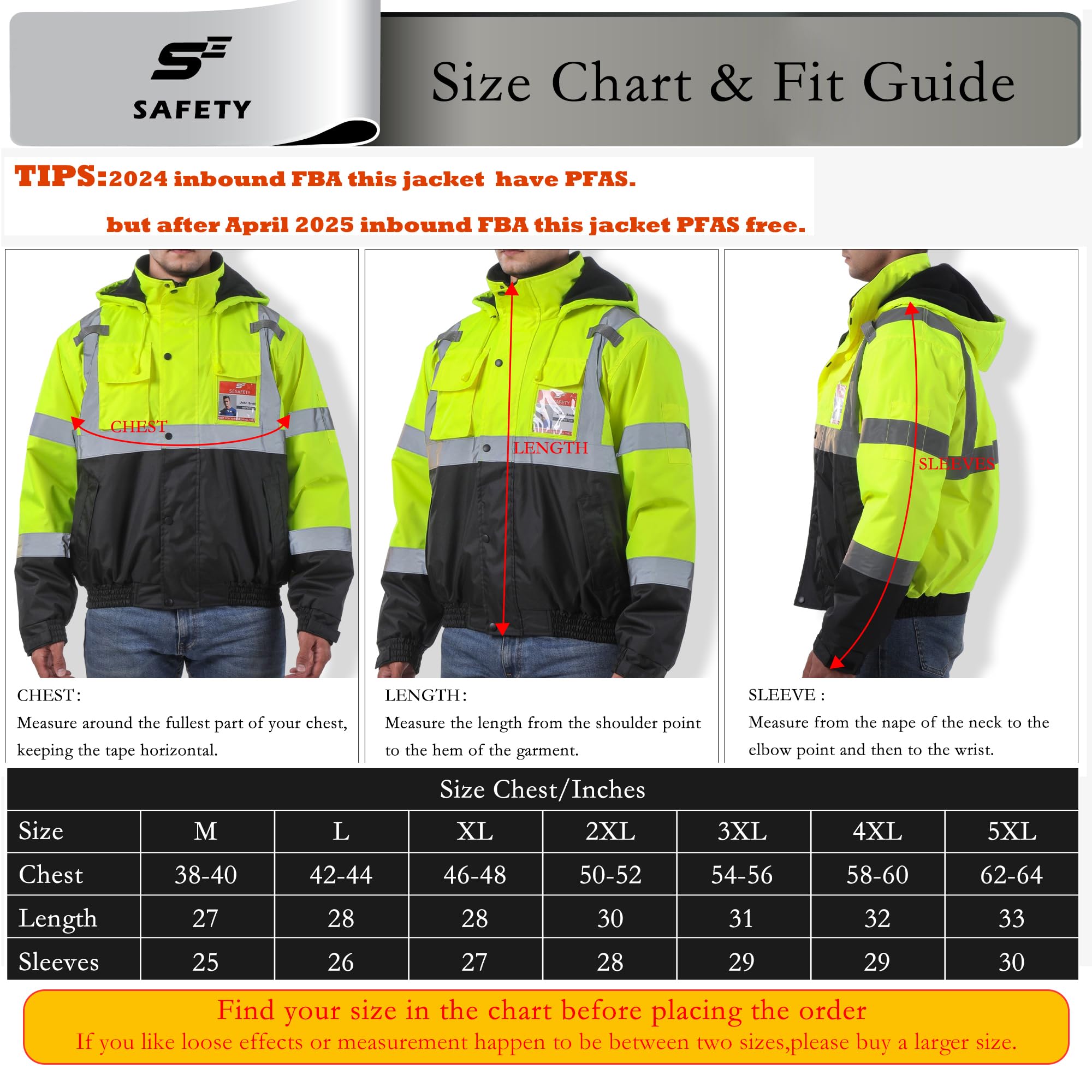 Reflective Hi Vis Winter Jacket, Safety Yellow Jackets for Men, High Visibility Work Construction Jackets