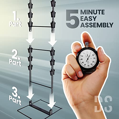 DS THE DISPLAY STORE Potato Chip Rack Display Stand with 32 Clips, 2-Row Chip Stand Display for Party, Countertop Chip Bag Holder, Black Snack Display for Counter, Snack Retail Display Rack