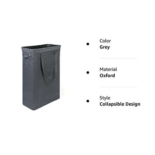 LotFancy 45L Slim Laundry Hamper with Handles, 22’’ Small Thin Laundry Hamper, Narrow Laundry Basket, Foldable Dirty Clothes Corner Bin, Storage Basket for Women Men