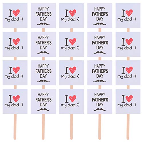 Amosfun Cake Picks Father's Day Cake Toppers Cake Insert Cards (Assorted Color) for Party Cake Decortion