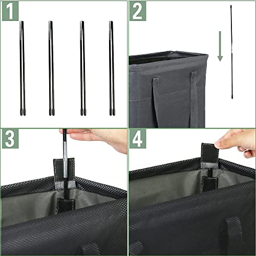 LotFancy 45L Slim Laundry Hamper with Handles, 22’’ Small Thin Laundry Hamper, Narrow Laundry Basket, Foldable Dirty Clothes Corner Bin, Storage Basket for Women Men