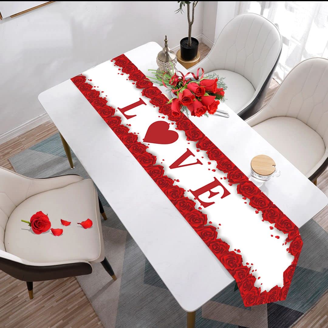 Crazy Man Valentine's Day Red Heart Table Runner & Covers