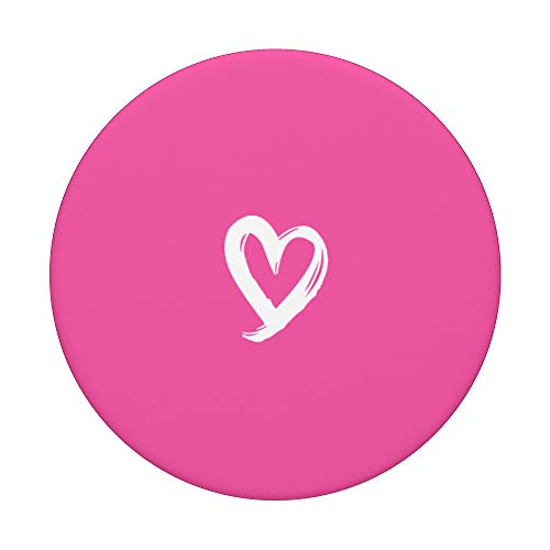 White Minimalist Heart Pink PopSockets Swappable PopGrip