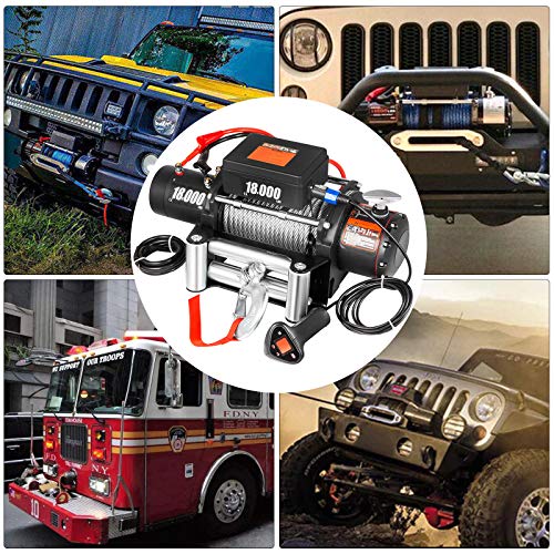 VEVOR Truck Winch 18000lbs Electric Winch Cable Steel 12V Power Winch with Wireless Remote Control and Powerful Motor for UTV ATV