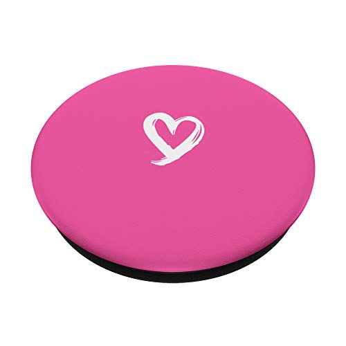 White Minimalist Heart Pink PopSockets Swappable PopGrip