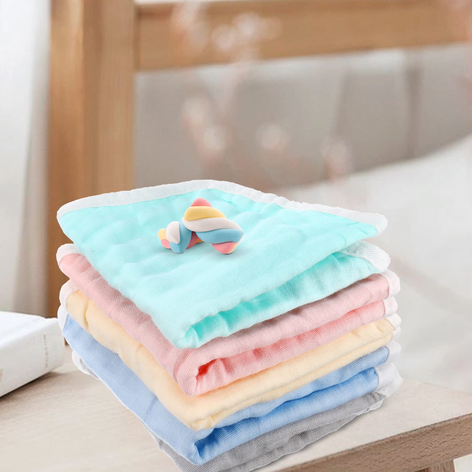 Zhanmai 15 Pieces Newborn Bib Baby Bandana Drooling Bibs 8-Layer Muslin Bibs Unisex Soft and Adjustable Absorbent Bibs for 0-12 Months Infant Toddlers Drooling and Teething, 5 Colors