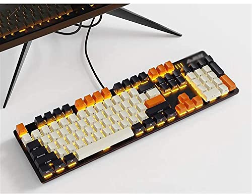 Mechanical Gaming Keyboard, Wired Backlit Keyboard with Blue Switches, Customizable RGB Lighting, Ergonomic Standard Keyboard for Desktop, Computer, PC (104 Keys)