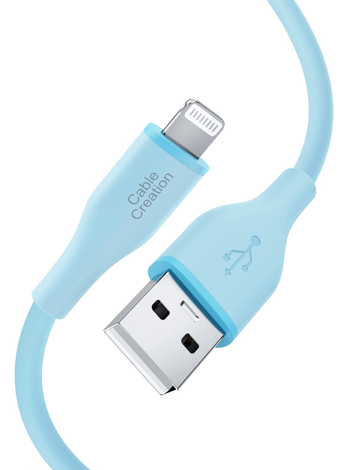 CableCreation Phone Charging Cord 6FT/1.8m, USB to Lightning Cable, USB Liquid Silicone Cord [MFi Certified] for iPhone 14/14 Pro/13/13 Pro/ 12 Pro Max/ 12/11 /X/XS/XR/ 8 Plus/AirPods Pro, Blue