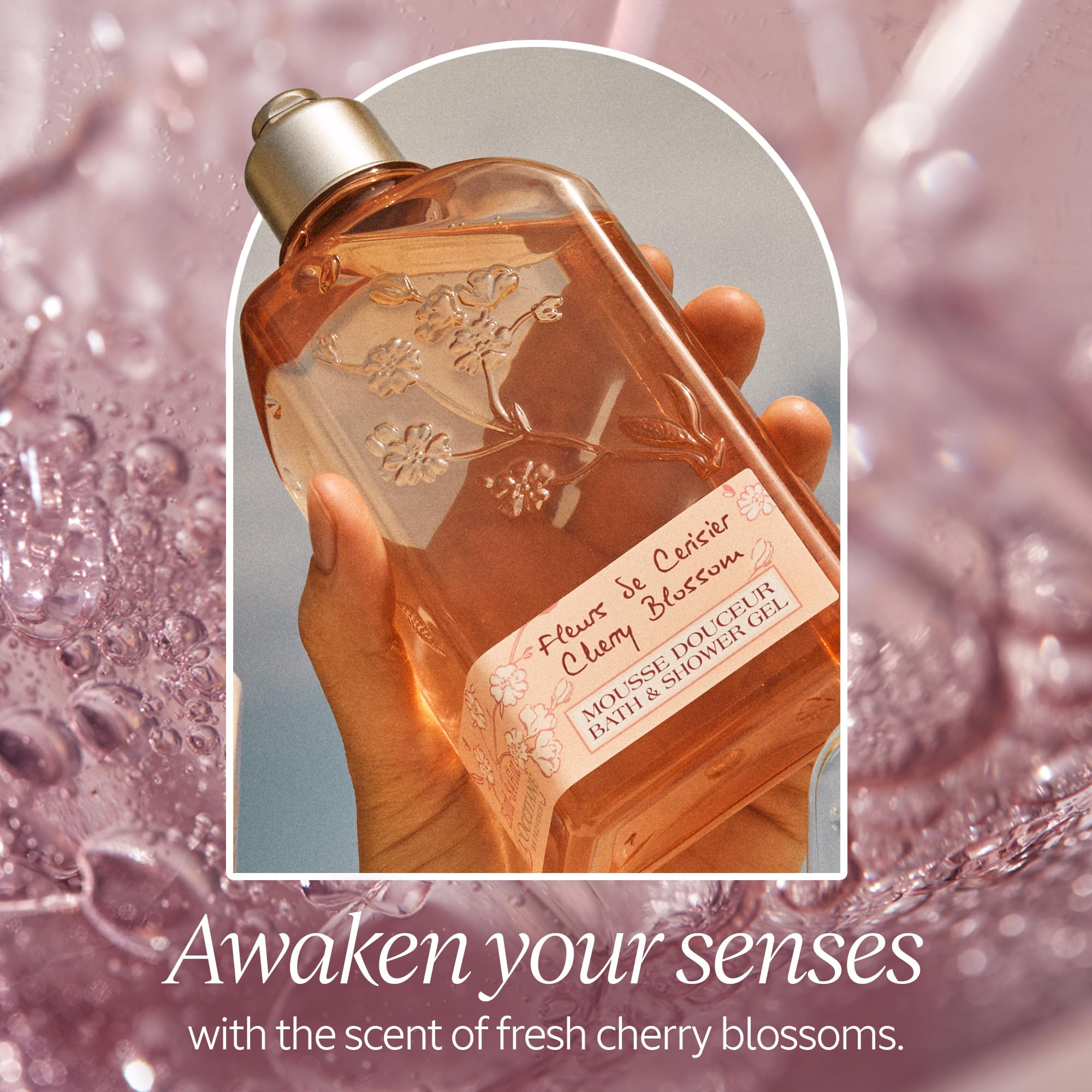 L'Occitane Comforting & Nourishing Cherry Blossom Shower Gel 8.4 fl. Oz: Fruity and Floral Aroma, Infused With Cherry Blossom Extract, Cleansing