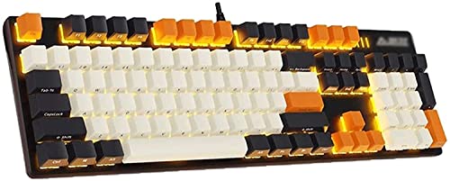 Mechanical Gaming Keyboard, Wired Backlit Keyboard with Blue Switches, Customizable RGB Lighting, Ergonomic Standard Keyboard for Desktop, Computer, PC (104 Keys)