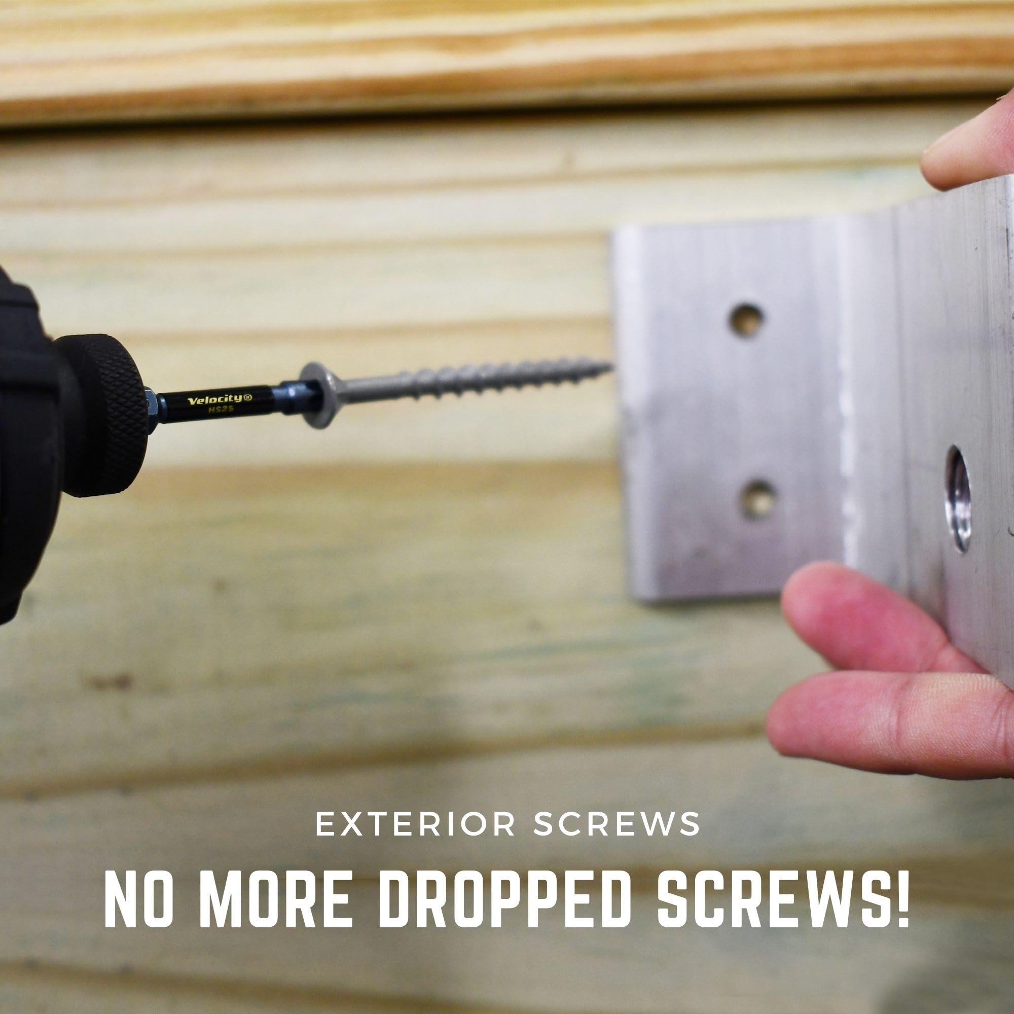 Velocity Long Length Exterior 7 Inch Wood Screws - T25 Torx Bits (Size #12) – Rust Resistant Long Wood Screw Set with Stick Tight Hexstix Driver Bit, (25 Count)