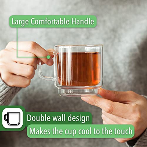 BTaT- Stackable Espresso Cups, Demitasse Cups, Set of 4 (5.0 oz, 150 ml), Glass Coffee Mugs, Double Wall Glass Cups, Clear Coffee Cup, Tea Glass, Espresso Glass, Glass Tea Cups, Mother's Day Gift