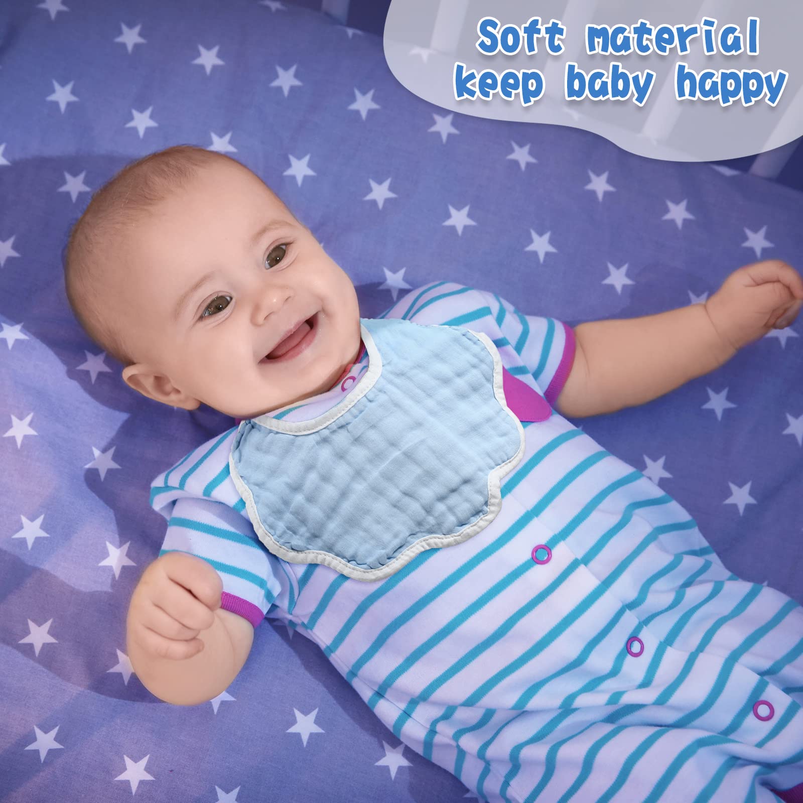 Zhanmai 15 Pieces Newborn Bib Baby Bandana Drooling Bibs 8-Layer Muslin Bibs Unisex Soft and Adjustable Absorbent Bibs for 0-12 Months Infant Toddlers Drooling and Teething, 5 Colors