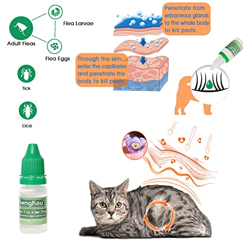 Cat Flea and Tick Treatment and Prevention, Effective Spot-On Made with Natural Formula, 2-25 lbs, (9 Month Supply)