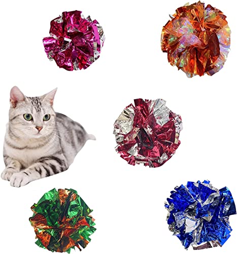 20 Pcs 2 Inch Crinkle Balls Cat Toys Mylar Crinkle Balls for Kittens Exercise and Multiple Cats Play