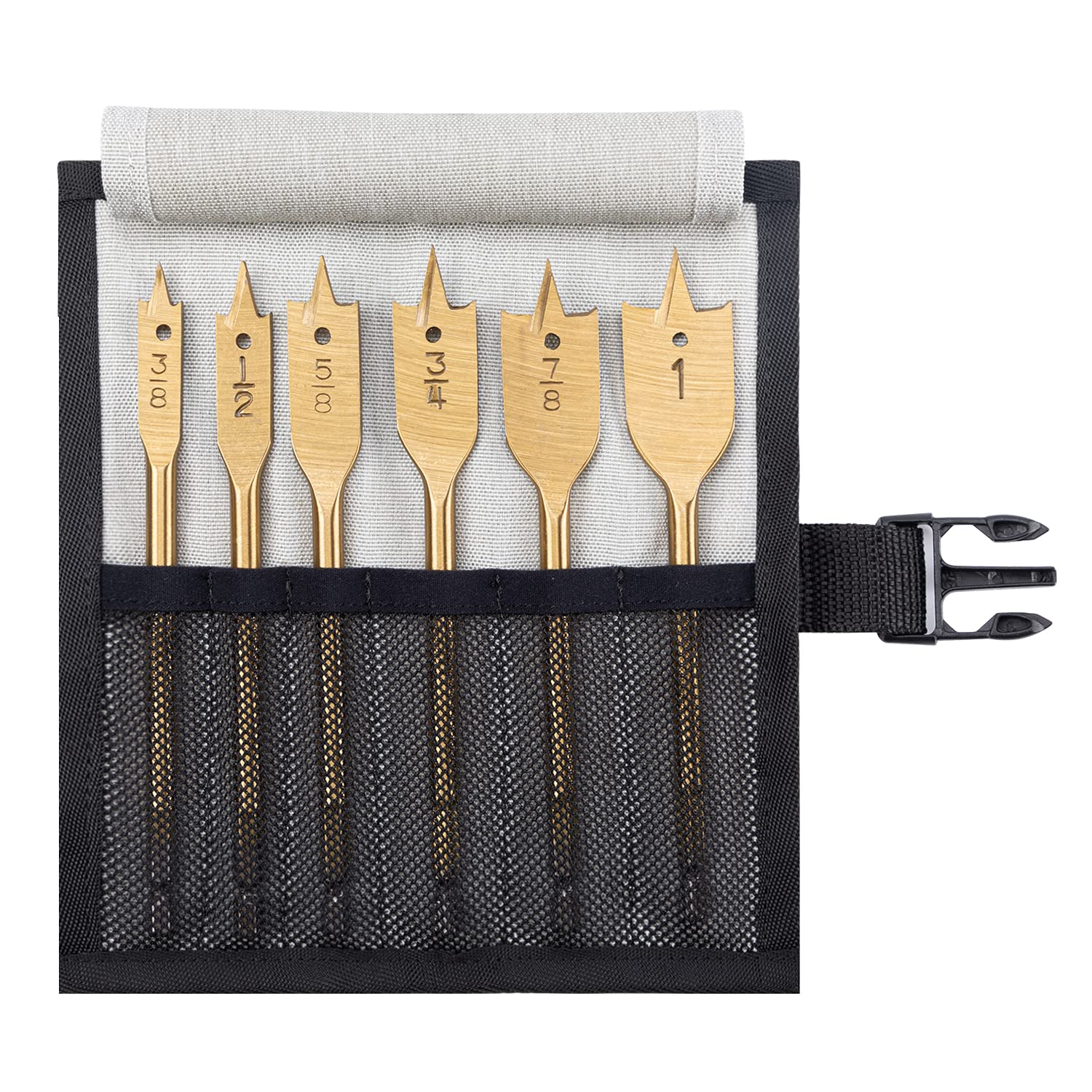 6-Piece Spade Drill Bit Set,Carbon Steel Paddle Flat Bits, for Hole Cutter Woodworking (3/8",1/2", 5/8", 3/4", 7/8", 1")