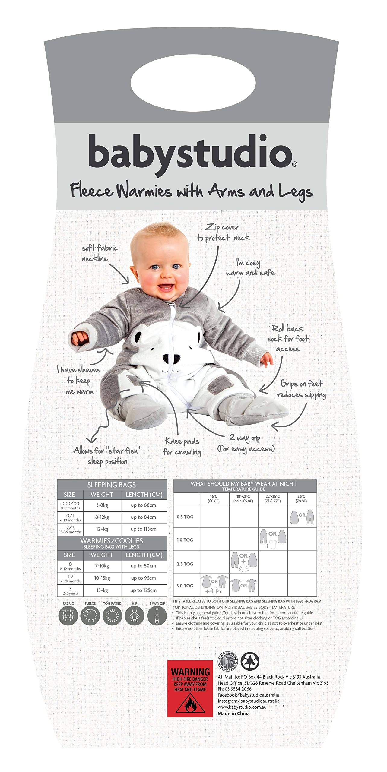 babystudio Premium Sleep Sack with Feet (POLAR BEAR, 0-6 Months) (Polar Bear, Medium (6-18M))