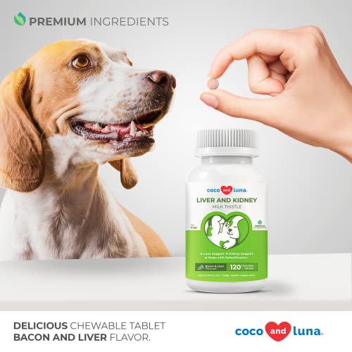 Milk Thistle for Dogs - 120 Chewable Tablets - Liver and Kidney Support for Dogs - Hepatic Support with EPA & DHA - Detox for Dogs - Dog Liver Support - Liver Supplement for Dogs