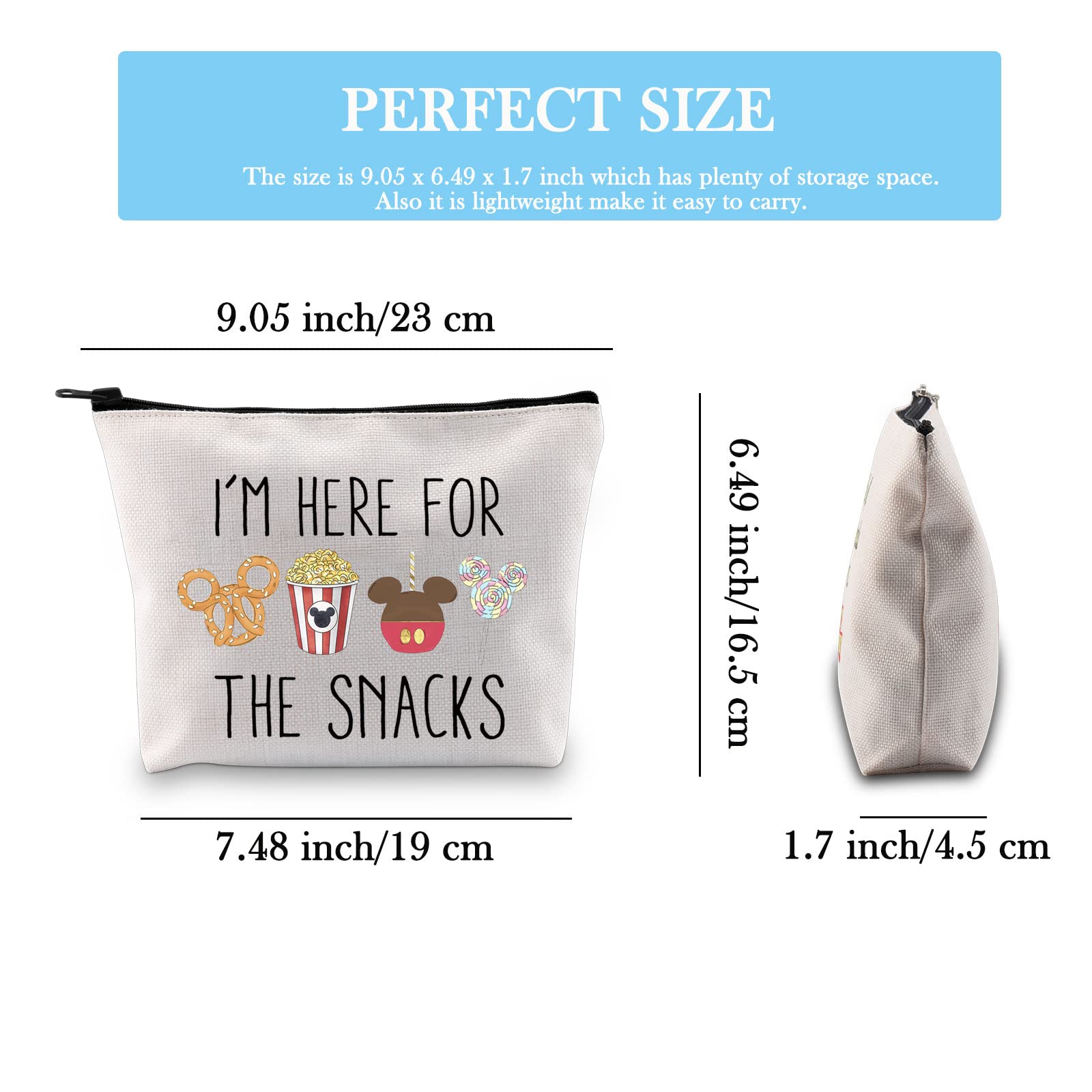 GJTIM Magic Kingdom Lover Gift I’m Here For The Snacks Zipper Pouch Makeup Bag (For The Snacks bag)