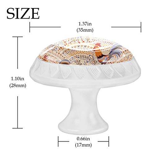 ZJ Cock Rooster Crystal Cabinet Knob for Dressers Wardrobes Bedside Table Nightstand Bookcase, 4 PCs
