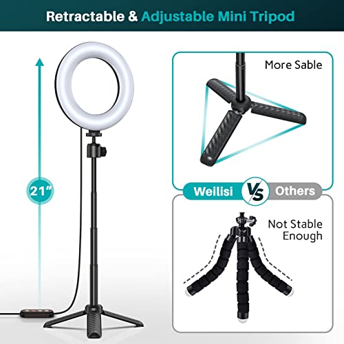 Weilisi 6.5'' Ring Light for Computer, 3 Light Modes Video Conference Lighting, Mini Ring Light Selfie Ring Light for Laptop, Webcam, Zoom, Desk