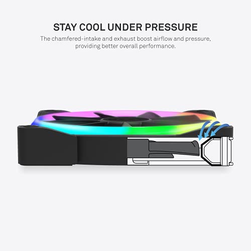 NZXT AER RGB 2-120mm - HF-2812C-TB - Advanced Lighting Customizations - Winglet Tips - Fluid Dynamic Bearing - LED RGB PWM Fan - Triple Fans (Lighting Controller INCLUDED) - Black