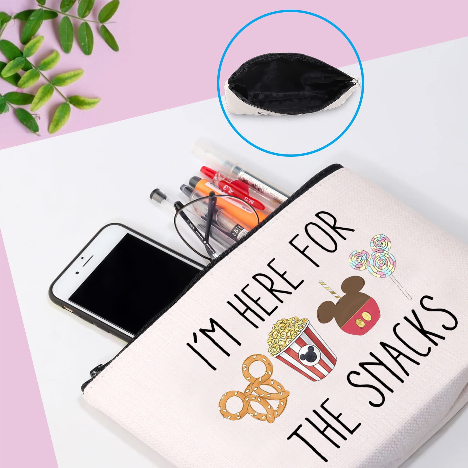 GJTIM Magic Kingdom Lover Gift I’m Here For The Snacks Zipper Pouch Makeup Bag (For The Snacks bag)