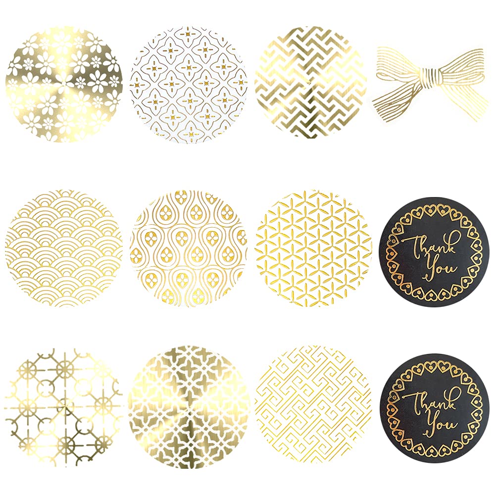 Pobees 30 Sheets 1.5"-1.8" Large Gold Foil Envelope Seal Stickers for Wedding Invitations,Greeting Cards,Party,Graduation,Gift Packaging,Self-Adhesive